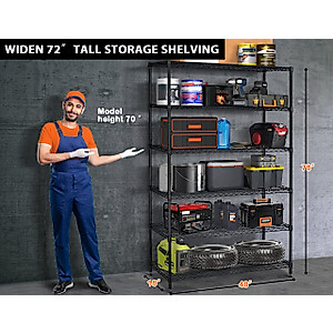 Garage Storage Shelves, 6000 Lbs Capacity NSF Certified Heavy Duty Garage Shelving with Wheels, 6 Tier Adjustable Metal Shelving for Garage Basement, Storage Rack Utility Shelf 48"Lx 18"Wx 78"H