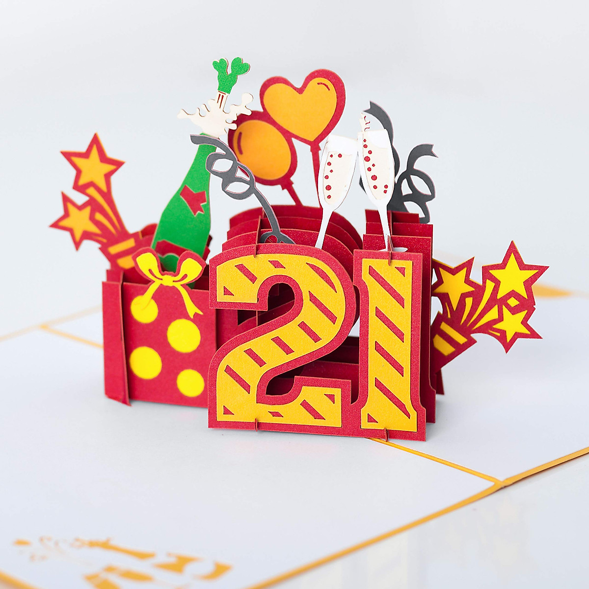 DKT HANDMADE Happy birthday pop up card, 3D Popup Greeting Cards (Happy Birthday Number Age 21st pop up card)