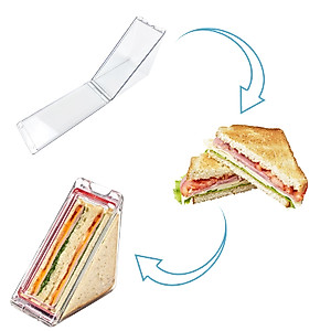 RAUWIZX 2 PCS Magnetic Sandwich Container, Sandwich Container Washable Crisper, Reusable Sandwich Container, Portable Acrylic Clear Sandwich Bento Box with Lid Sandwich Organizer