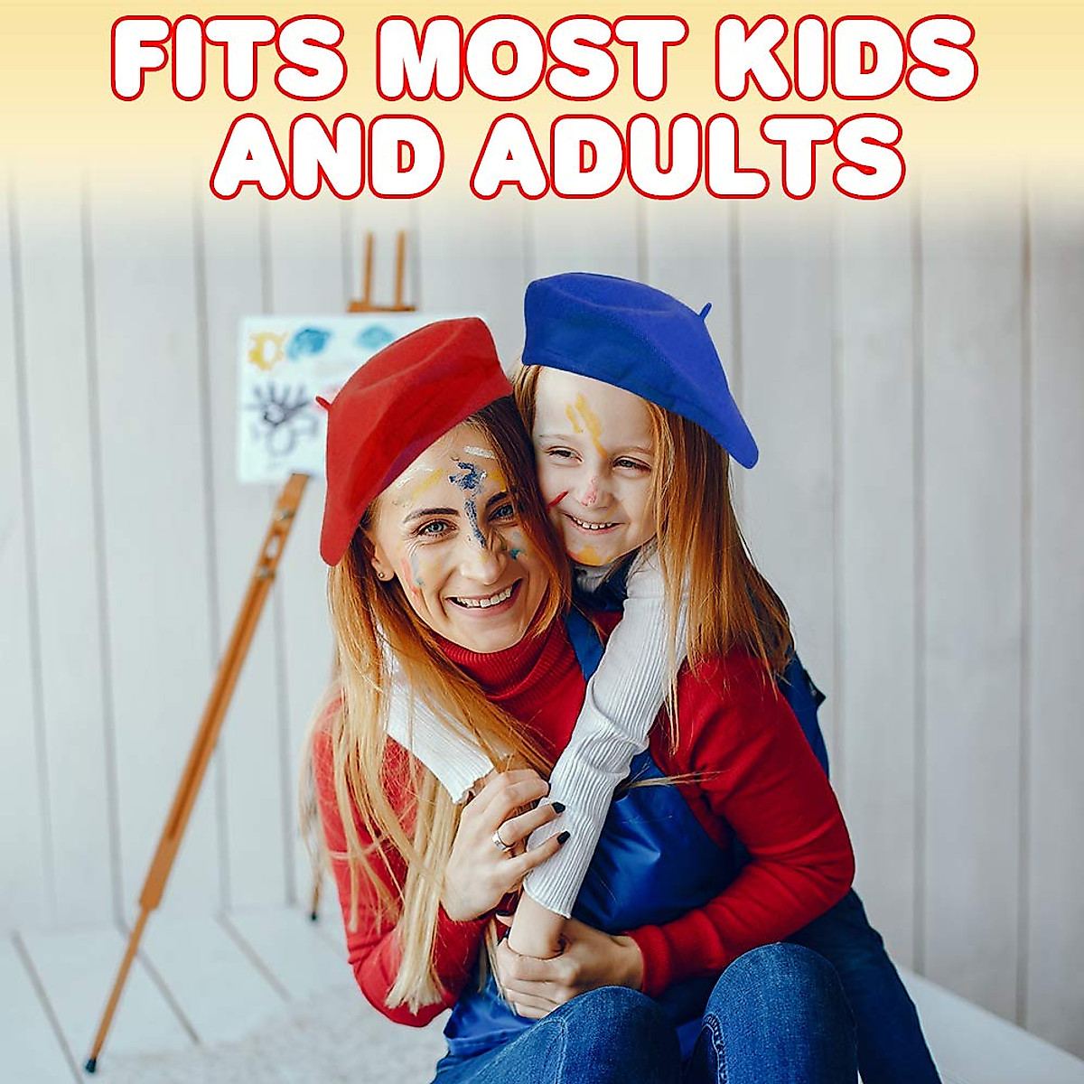 ArtCreativity Color Berets for Kids and Adults, Set of 12, French Hats with Velvety Textured Fabric, Painter Costume Prop for Halloween, Dress Up Parties, and Photo Booth, 4 Colors