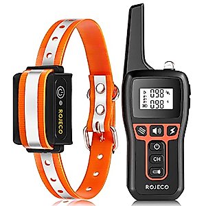 ROJECO Dog Training Collar with 3300FT Remote，IPX7 Waterproof Rechargeable Shock Collar for Large Medium Small Dog，3 Safe Training Modes with Beep，Vibration and Shock，Adjustable Electronic Dog Collar