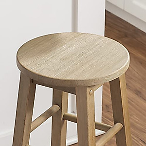 Linon Zeke Grey Wash 24" Counter Stool with Round Seat