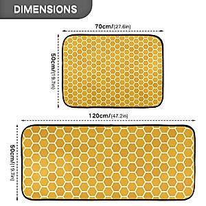 Kitchen Rugs and Mats 2 Pieces Yellow Honeycomb Pattern Anti Fatigue Kitchen Rug Set Non Slip Bath Mat Entry Floor Carpet Entrance Door Mat Runner 20"x28"+20"x47" 20"x28"+20"x47"