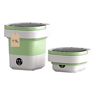 Portable Washing Machine, 9l Large Capacity, Foldable Washing Machine Suitable For Washing Small Clothes, Baby Clothes, Underwear, Socks, Pet Supplies, Apartments, Camping, Rv Travel Laundry- Green