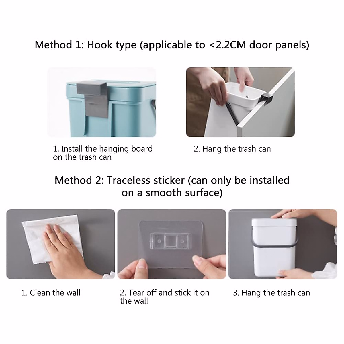 Zerodis Kitchen Compost Bin, Easy Food Waste Bin for Kitchen with Handles Countertop Compost Bin Kitchen Food Scrap Pail Bucket Hanging Small Trash Can with Lid for Cupboard