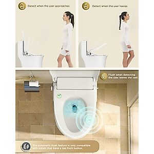 iliD Smart Pro Bidet Toilet Seat, Electric Elongated Ecoseat with Full Function, Auto Open/Close, Auto Flush, Female Wash and Rear Wash, Remote Control, 2 Year Warranty