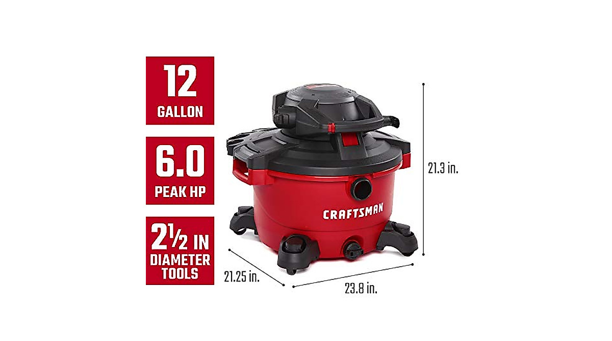 Craftsman 12 Gallon Wet/Dry Vac - Powerful 6 HP Shop Vacuum & Blower