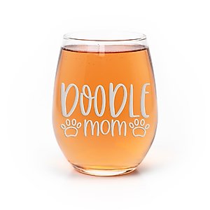 Doodle Dog Mom Stemless Wine Glass - Golden Doodle Gift, Dog Mom Gift, Dog Owner Gifts