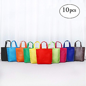 HoYuanFlo 10PCS Reusable Tote Bags Travel To-Go Kicthen Dining Food Non-woven Fabric Shopping Grocery Bags with Handles