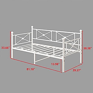 ARFARLY Sofa Bed Daybed Frame Multifunctional Mattress Foundation Premium Steel Slat Support Sofa Bed Frame with Headboard,Twin,Twin XL