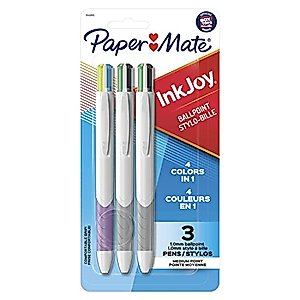 Paper Mate InkJoy Quatro Retractable Ballpoint Pens, Medium Point, Assorted Colors, 3 Pack