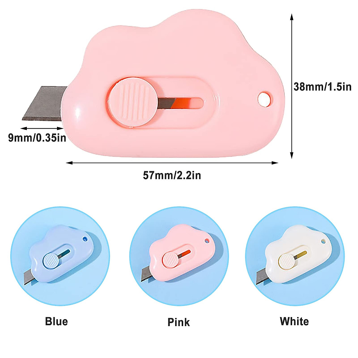 Mini Box Cutter,Right Or Left Handed Mini Cutter, Cloud Utility Knife Cat Paw Shape Keychain Box Opener, Retractable Portable Cutter Knife[pink] Pilipane