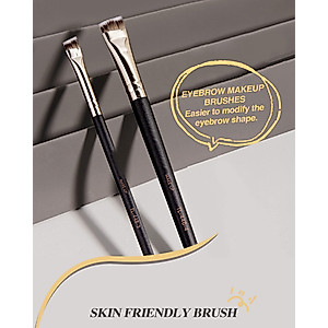 Ultra-Thin Angled Eyebrow Eyeliner Brush Set - 2Pcs Angled Precision Eye Brow Makeup Brush, Fine Point Eyeliner Brush, Cruelty-Free Synthetic Bristles Slanted Pro Eye Makeup Tool Kit, Gift for Women