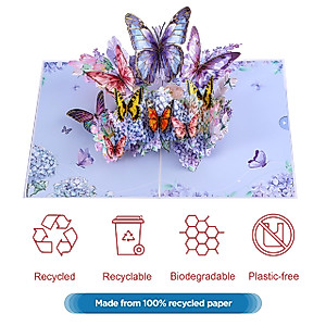Firevigo Butterfly Pop Up Card, Paper Pop Up Cards, Gifts for Women with Greeting Card and Envelope, Mothers Day Cards, Birthday Gift Cards, Anniversary card, Graduation Pop Up Card，Purple