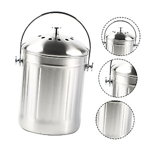 GATHINESS Stainless Steel Compost Bucket Indoor Compost bin Kitchen composter Metal Planter Waste Paper Basket Stylish Rubbish containers Counter Compost bin Compost Pail Rubbish Truck Food