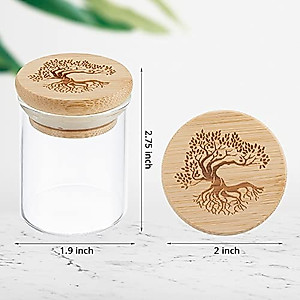 2 Packs Glass Storage Jar with Decorative Airtight Bamboo Lid Multi Use Container Glass Jar Set Kitchen Canisters Food Cereal Storage for Candy Cookie Coffee Tea, 1/8 oz