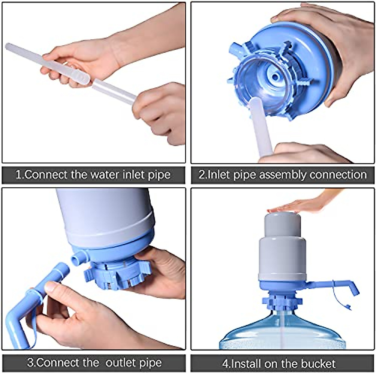 5 Gallon Water Dispenser - Manual Water Dispenser for 5 Gallon Bottle Non Drips, Easy Hand Press Water Pump Dispenser Fit for 2-6 Gallon Bottle (Blue)