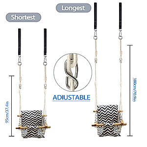 Toddler Baby Hanging Swing Seat Secure Canvas Hammock Chair with Soft Backrest Cushion - Installation Accessories Included