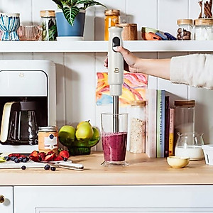 Beautiful 2-Speed Immersion Blender with Chopper & Measuring Cup, White Icing by Drew Barrymore