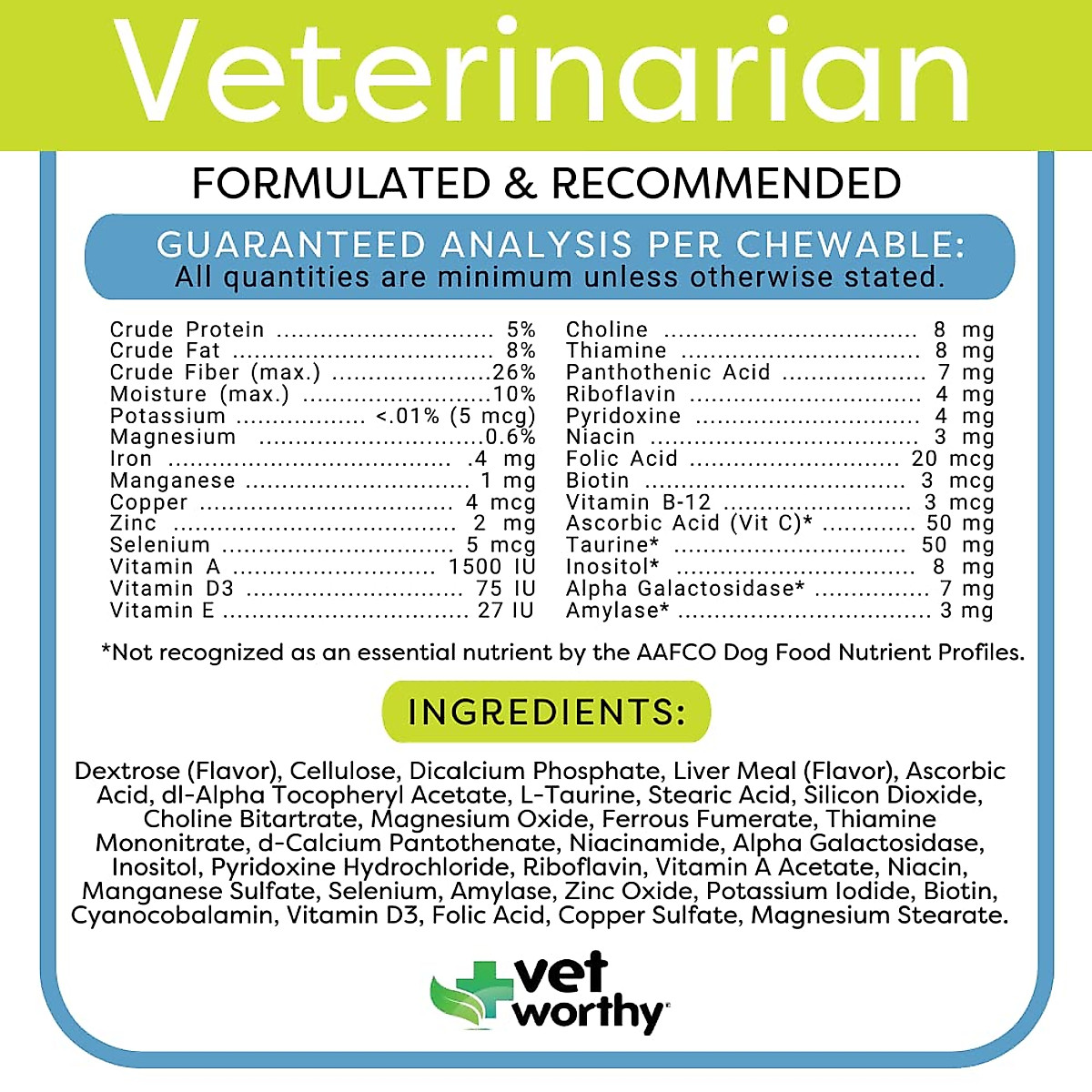 Vet Worthy Senior Multivitamin Chewable for Dogs - Antioxidants and Nutritional Support - Daily Support - Essential Vitamins, Minerals, & Enzymes- Liver Flavor Chewable for Dogs - 60 Tablets