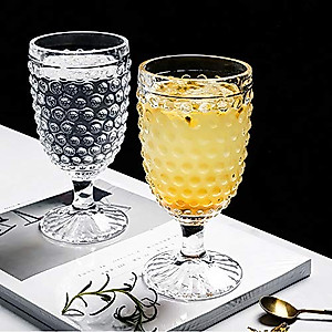 G Hobnail Iced Tea Beverage Goblets 13 oz. set of 6 Premiun Glass Set for Wine Soda Juice Water Perfect for Dinner Parties Bars Restaurants Everyday use (Clear, Goblet)