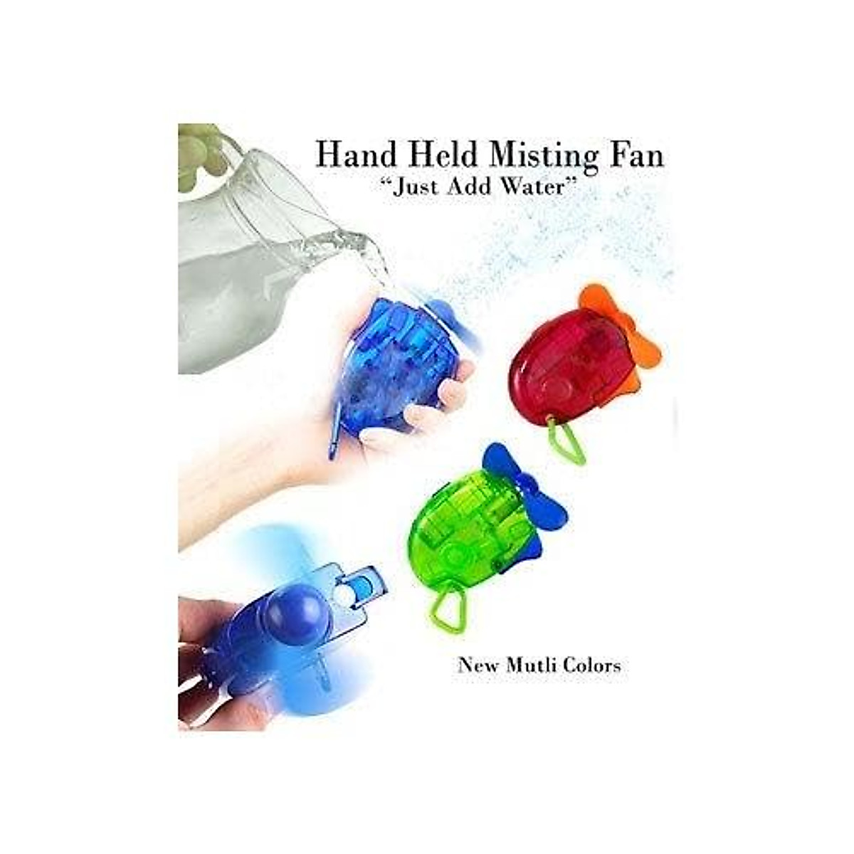 O2COOL Mini Misting Fan - Portable Pocket Size Battery Powered Cooling Fan With Carabiner Clip (Assorted Colors) 1 Fan