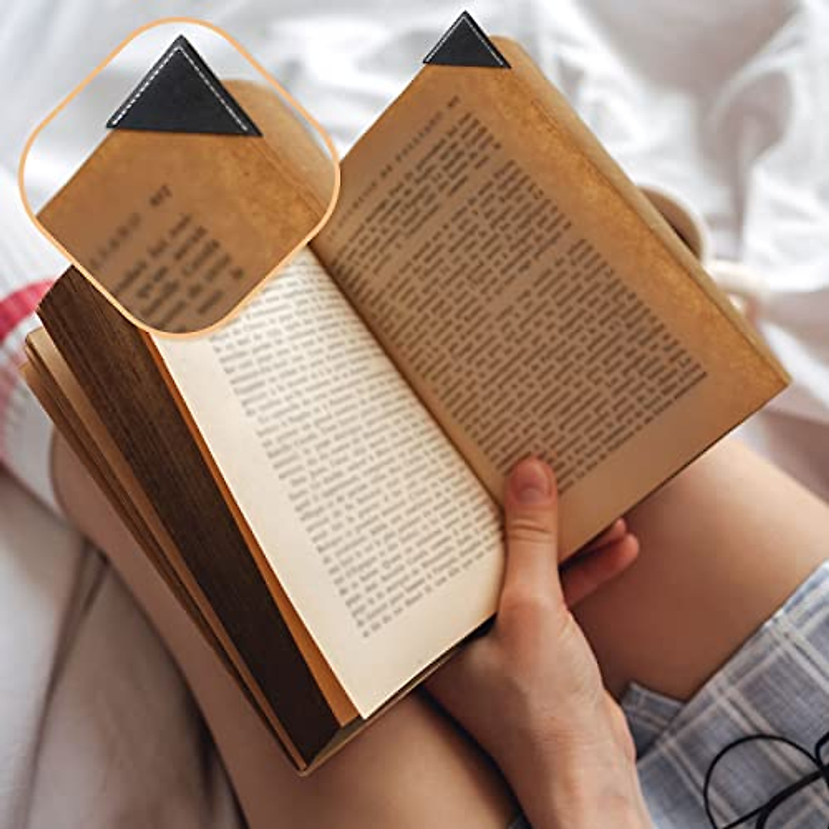 12 Pcs Leather Corner Bookmarks for Women Book Lovers Gifts Corner Page Book Marks Book Accessories for Reading Lover Cute Handmade Book Reading Gift for Book Lovers Felt Triangle Bookmark for Bible