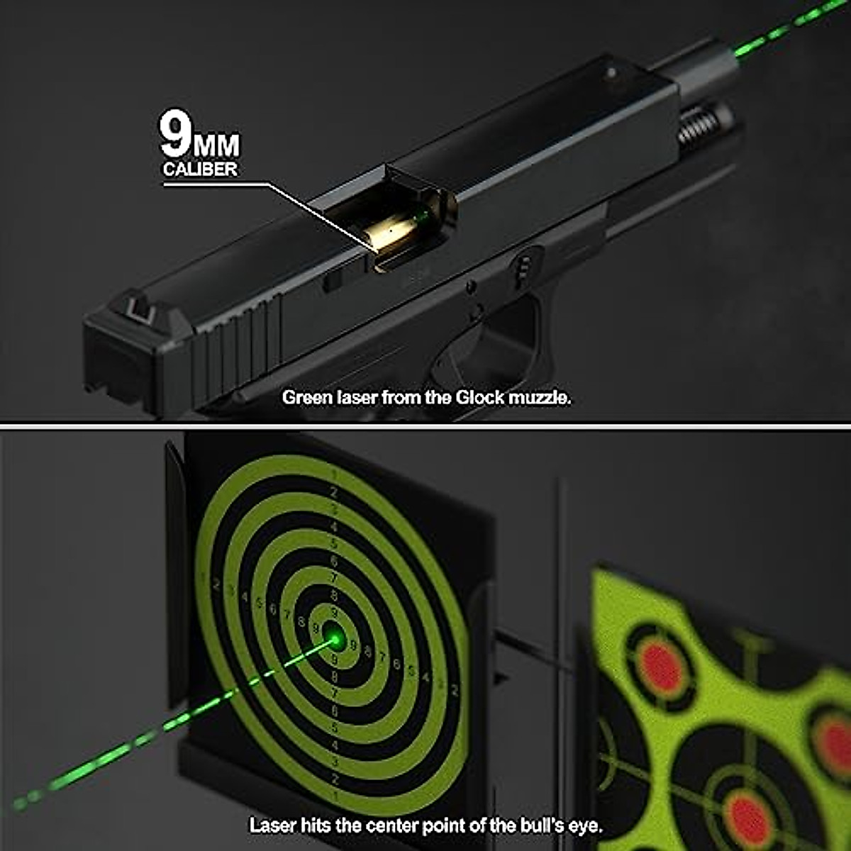 Feyachi 9mm Laser Boresighter Green Dot Laser Zeroing Pistol Bore Sighting Laser with 3 Sets of Batteries
