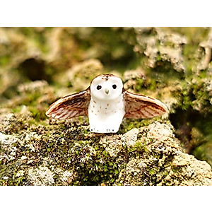 SSJSHOP Baby Owl Micro Tiny Dollhouse Figurines Hand Painted Ceramic Animals Collectible Gift Home Garden Decor