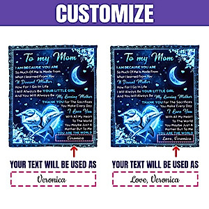 Toyshea to My Mom Blanket I Am Because You are Mom Dolphin Gifts from Daughter Son Personalized Throws Blankets Soft Sherpa Fleece for Mothers Day Christmas Thanksgiving Birthday Presents