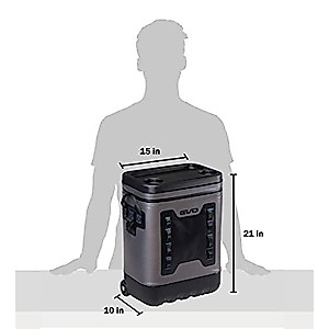 Evolution Outdoor EVO Leak Proof Rolling Cooler 25 Quart, 16x 12x 22in. Insulated Cooler Bag with ABS Molded Top, 8 Accessory Loops, Retractable 4-Stage Handle