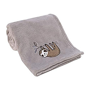 Little Love by NoJo Sloth Let's Hang Out Grey and White Super Soft Plush Baby Blanket with Applique, 30x40 Inch (Pack of 1)