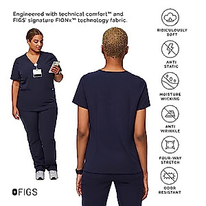 FIGS Casma Three-Pocket Scrub Top for Women – Navy Blue, M