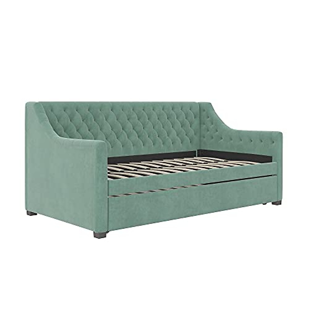Little Seeds Ambrosia Diamond Tufted Upholstered Design Daybed and Trundle Set, Twin Size Frame, Teal