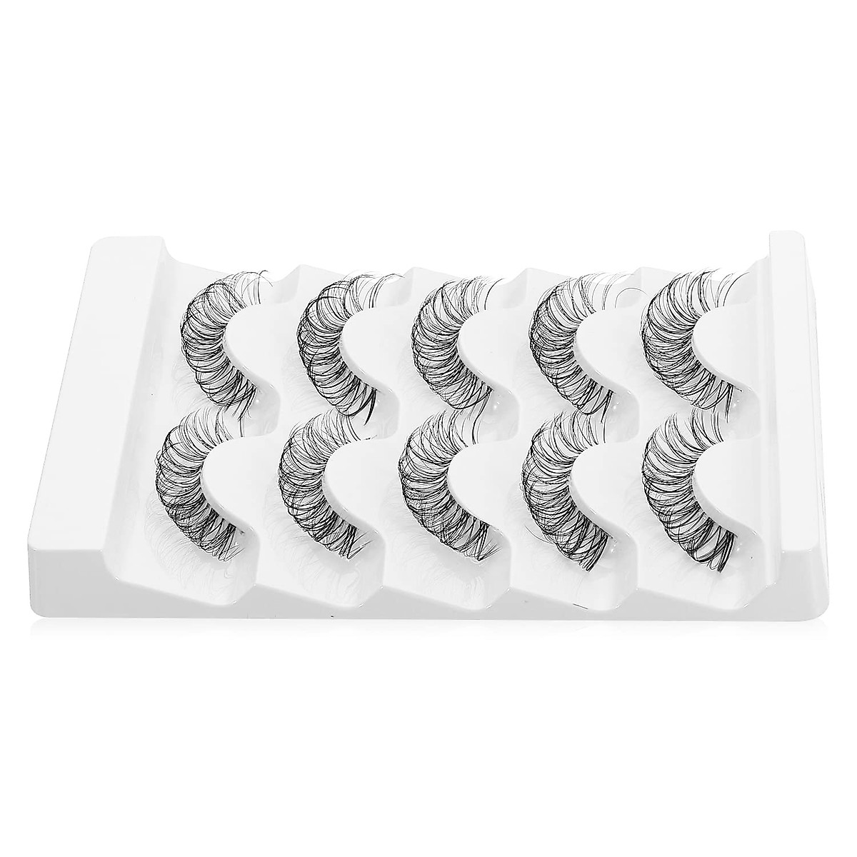 DSLONG Cat Eye Lashes Looks Like Eyelash Extensions, Russian Strip Clear Band Natural Look Wispy Lashes, D Curl Fluffy Volume Cross Multi layered Invisible Band Eyelashes (02B)