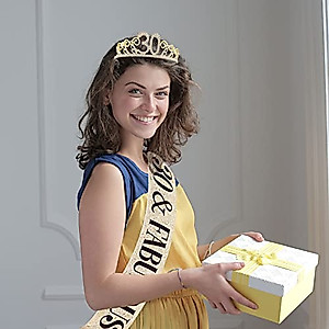 KYZCROTW 30th Birthday Gift for Women, 30th Birthday Tiara Crown, 30 & Fabulous Sash for Women 30 years old Birthday Party Decorations and Supplies, 2 pcs