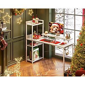 ODK Computer Desk with Storage Shelves and Monitor Stand, 40 Inch Gaming Desk with Bookshelf, Reversible Study Table for Home Office, Small Space Bedroom, Black