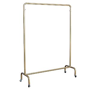 NEOCHY Heavy Clothes Rails, Modern Minimalist Metal Wheeled Clothes Hangers, Industrial Pipe Drying Racks, Display Racks/Golden/120X135Cm