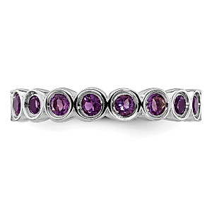 IceCarats 925 Sterling Silver Purple Amethyst Stackable Ring Gemstone Band February Birthstone Jewelry Size 10.00