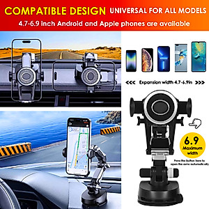 Heavy-Duty Truck Phone Holder Mount for Dashboard and Windshield - 16.9-inch Long Arm, Super Suction Cup, and Ultimate Stability -Sleek Gray Design, Perfect for Pickup Trucks