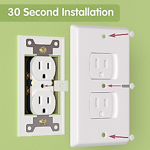 6-Pack Self Closing Outlet Covers - White, Easy to Install Baby Proof Outlet Covers with 12 Clear Outlet Plug Covers for Child Electrical Safety - Baby Proofing Electrical Outlets Made Easy by Wittle