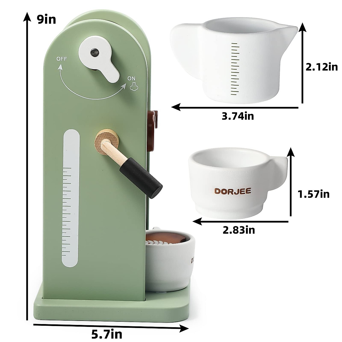 Dorjee Kids Coffee Maker Playset with Grinder, Play to learn Coffee Making Routine, Stimulates Imaginative Pretend Play and Life Skills, Gifts for Toddler Girls and Boys, 14pcs in Wood