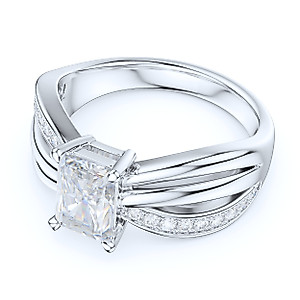 PRSTANI Sterling Silver Ribbon Bowknot Infinity Simulated Emerald Cut Diamond Engagement Ring Cross Twisted Knot Promise Ring (10)