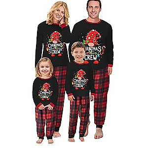 Awoscut Christmas Family Matching Pajamas Sets Christmas PJ's Letter Print Top and Plaid Pants Jammies Sleepwear (#b-6, Baby, 6 Months)