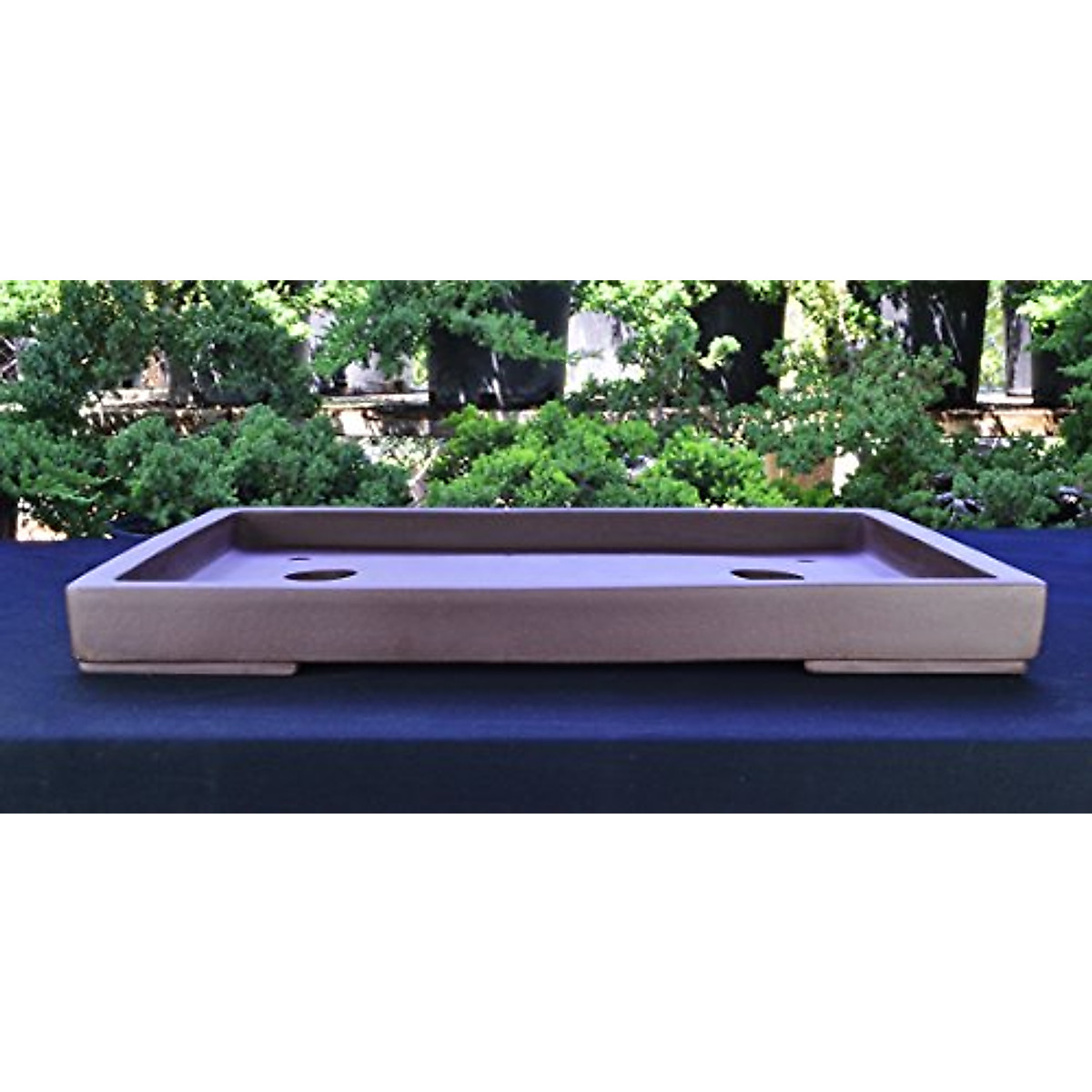 Oversize Large Unglazed 32" Rectangular Flat Yixing Purple Clay Ceramic Bonsai Pot(PA63-31)