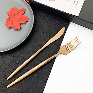 JASHII 18/10 Rose Gold Flatware Silverware Set 304 Stainless Steel Copper Flatware Cutlery Set| 24-Piece Adaline Royal Modern Satin Finish| BEST Birthday Wedding Gift (Rose Gold Matte 4 Sets)