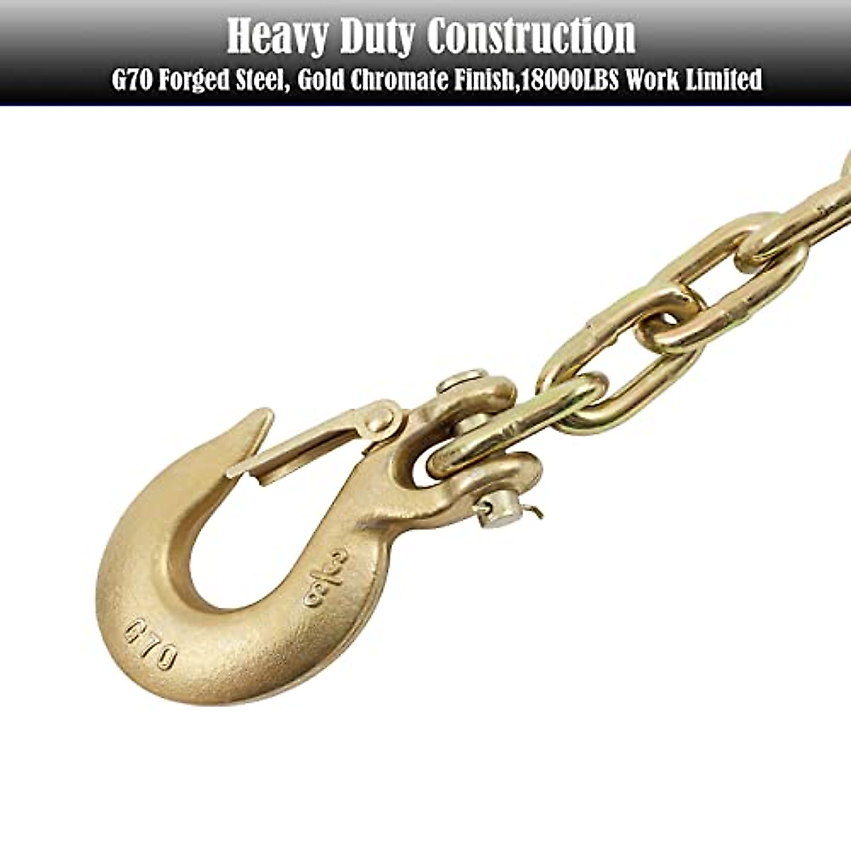 3/8" Clevis Slip Hook, 4 Pack Forged G70 Steel Clevis Hook with Safety Latch for Deck Hauler Receiver Hitches Trailer Wiring, Chain Hooks Solid Clevis Grab Hooks for Trailer(18,000lbs Capacity)