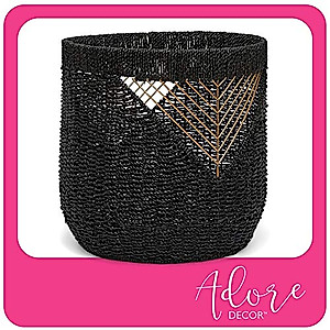 Adore Decor Ostara Seagrass Black & Gold Basket