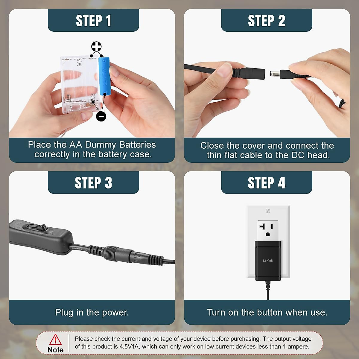 Lenink 1 to 3 AC Power Supply Adapter Kit with On/Off Switch for AA Battery, Replace 3 AA Battery