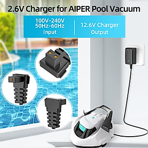 12.6V Charger for Aiper Seagull 600 800 800B SE 1000 1500 P1111 HJ1103J AIPURY1000 AIPURY 1000 Cordless Automatic Robotic Pool Vacuum Cleaner Power Cord AC/DC Adapter Supply
